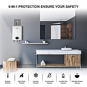 Tankless Water Heater, Camplux 5.28 GPM Water Heater Natural Gas, Tankless Hot Water Heater For Whole House, Indoor, White