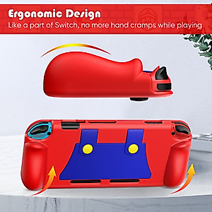 KENOBEE Silicone Case Compatible with Nintendo Switch 2017, Soft Lightweight Ergonomic Grip Protective Cover with Shock-Absorption and Anti-Scratch Design for Switch Console, Red