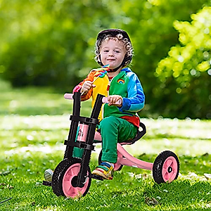 Qaba 3 Wheel Kids Tricycle Toddler Walking Trikes with Adjustable Seat for 3-6 Years Old Boys & Girls Pink
