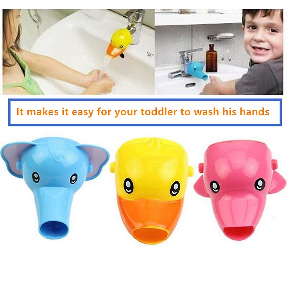OGIFCHEN Baby and Children's faucet extension faucet guide sink extender long water hand washing device water diverter （3 Packs Dolphin）