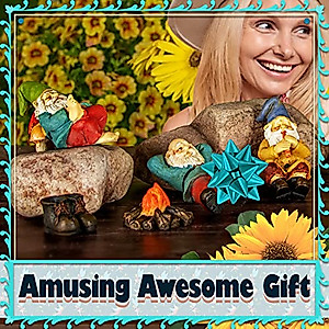 Twig & Flower The Relax Garden Gnomes by The Campfire (Five Piece) Fairy Campfire Mini Gnomes Set Gnomes Decor Fairy Garden Camper Gnome Gifts Designed