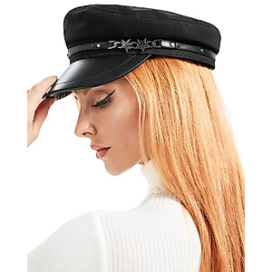 S.ROMZA Newsboy Hat for Women PU Leather Visor Fiddler Cabbie Cap Womens Painter Beret Hat,Adjustable 56-58CM (US, Alpha, Medium, Black)