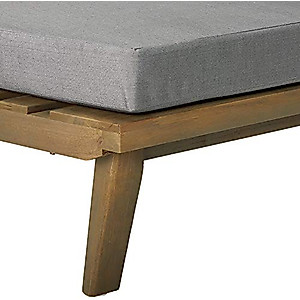 Christopher Knight Home Eulah Indoor Minimalist Acacia Wood Right-Sided Sofa with Grey Cushions, Grey Finish / Grey