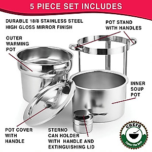 11 Qt Soup Chafer Station With Water Pan Contemporary Marmite, Includes Fuel Holder