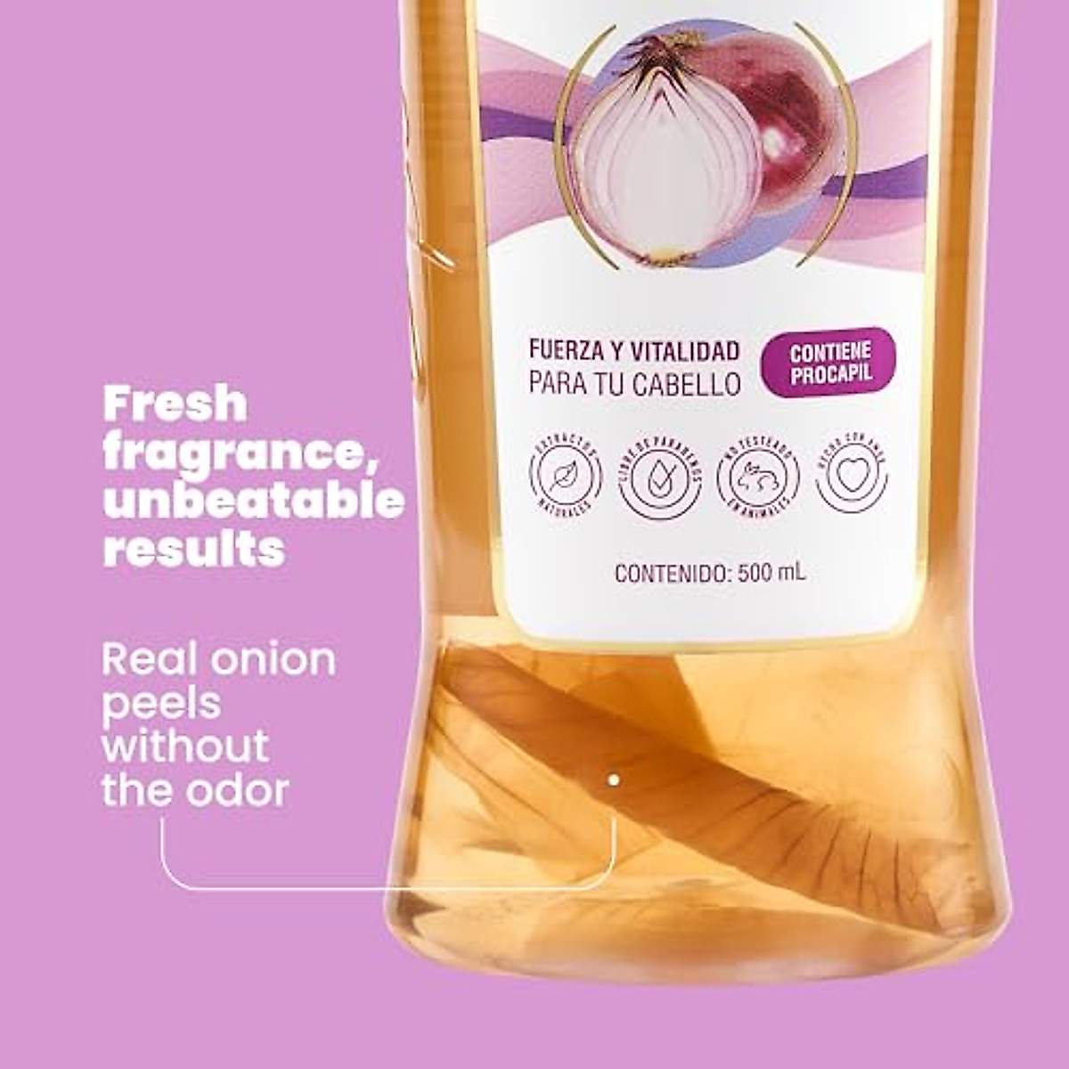 ANYELUZ Onion Shampoo, Cleanses and Reduces Oiliness, Provides Shine and Ideal for all Hair Types, Contains Natural Extracts, Salt and Paraben Free