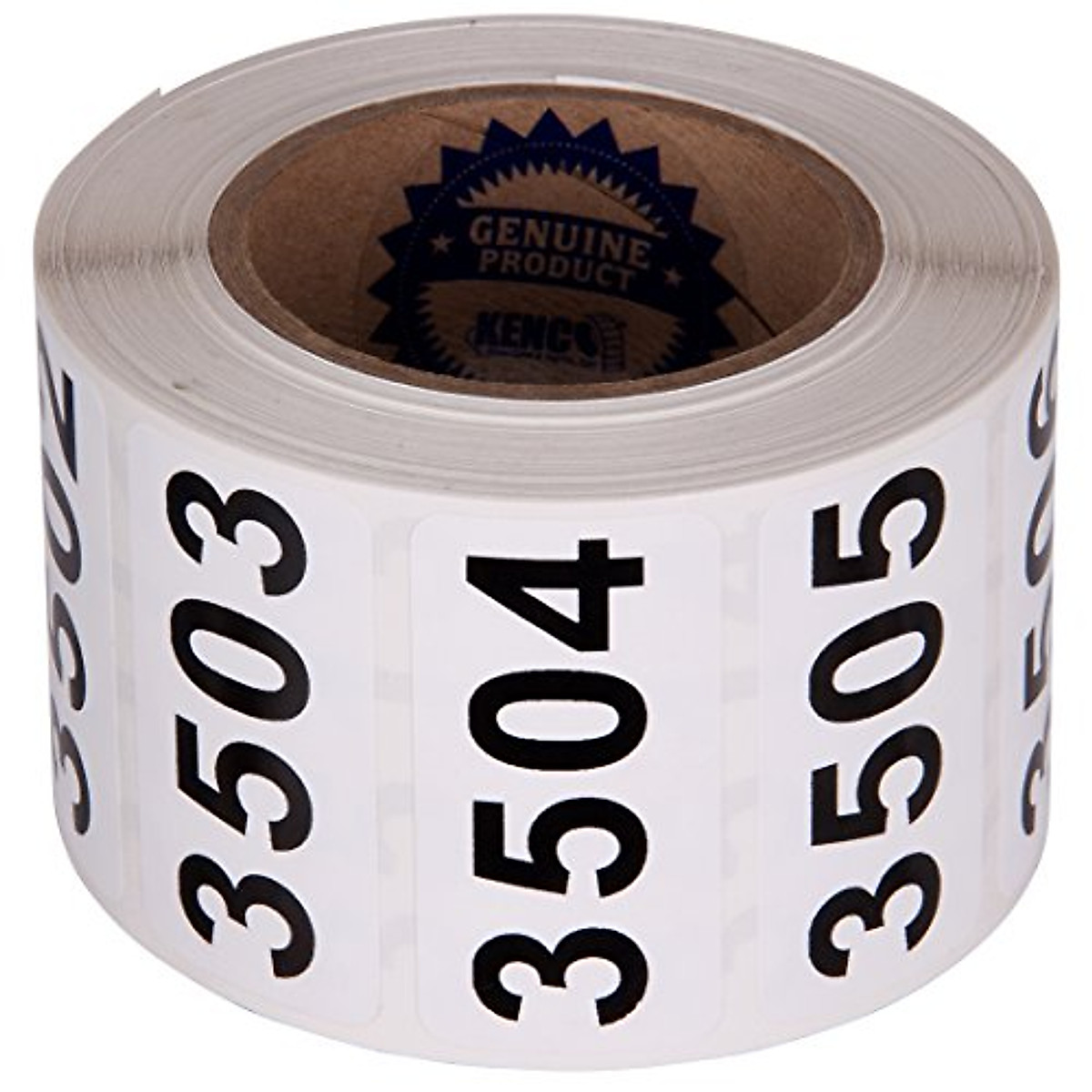 Consecutively Numbered Labels Self Adhesive Durable Vinyl- Measure: 2" X 1" by Kenco (ROLL 3501-4000)