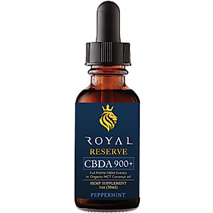 900mg Organic CBDA Enhanced Wellness Drops - Peppermint. Natural Plant Based Nausea, Immune, Muscle & Joint Support - 1oz (30ml) - Royal Reserve