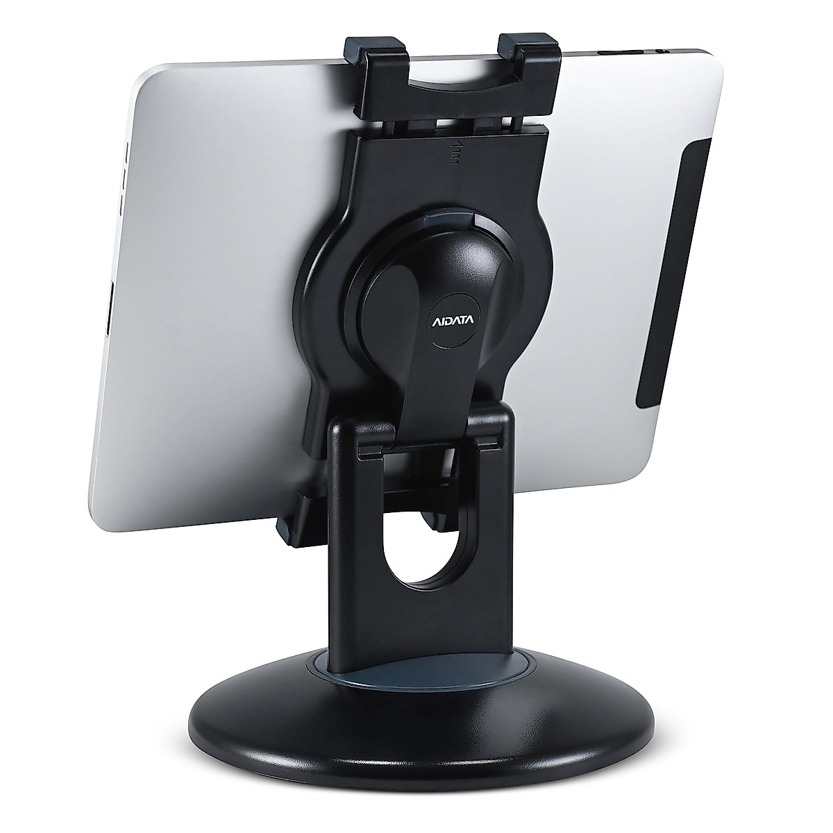 Aidata Tablet Stand - Compatible with iPad, iPad Mini, and Most 6-Inch-13-Inch Tablets, Adjustable Commercial POS Holder with 360-Degree Swivel, for Retail, Classroom, Business, and Home, Black