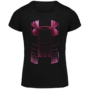 Under Armour Little Girl's UA Rainbow Logo SS Shirt, Black, 4