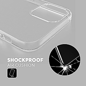 Phone case for iPhone 13 Pro Max 6.7 inches, Non-Yellowing, Crystal Clear, Transparent, Scratch Resistant, Compatible with Wireless Charging, Shock Resistant