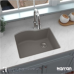 Karran QU-671 Undermount Quartz Composite 24 in. Single Bowl Kitchen Sink in Black