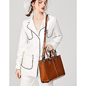 ROUROU Genuine Leather Tote Bag for Women Top Handle Crossbody Bag Hobo Handbag Large Capacity Shoulder Bag Purse