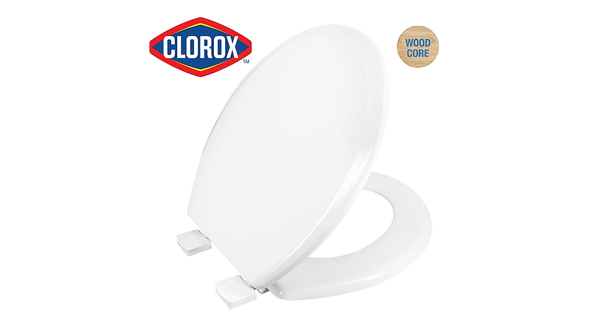 Clorox Round Wood Toilet Seat - Easy-Off Hinges & Antimicrobial