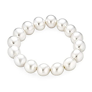 Bling Jewelry Fashion Simple Ball Round Stackable Single Strand Stretch White Simulated Pearl Bracelet For Women For Teen 10MM