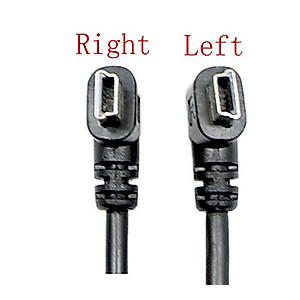 CERRXIAN 9Inch Mini USB Cable Combo Mini USB Right Angle & Left Angle Male to USB Type A 2.0 Right Angle Male Data Sync and Charge Cable (Black)(2-Pack) R