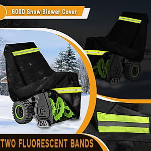 Chikia 600D 2-3 Snow Blower Cover, 24-32 inch Snowblower Cover Waterprrof Compatible with C ubCadet,Troy-Bilt,Ariens,Husqvarna EGO Ryobi Toro Windproof Outdoor Storage with Two Vents