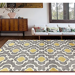 Moroccan Trellis Contemporary Gray/Yellow 7'3" x 10'2" Indoor Area Rug