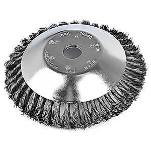 XLENTGEN 6 Inch Steel Wire Brush Cutter Trimmer Head - Professional Round Head Lawn Mower Accessories - Lawn Rotary Steel Wire Brush for Rust Removal, Lawn Patio, Garden, Masonry Pavement, Driveway