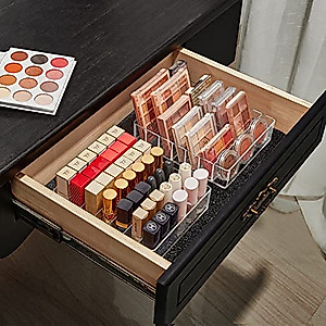 WECHENG Eyeshadow Palette Makeup Organizer, BPA Free 7 Section Divided Vanity Organize Holder for Drawer and Bathroom Counte Modern Cosmetics Storage (7.48" x 6.22" x 1.77")