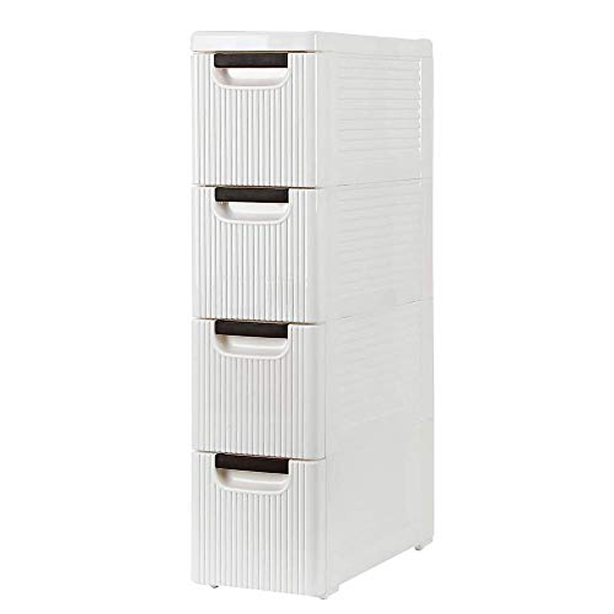 Dresser Storage Drawer Units Narrow Rolling Storage Cabinet Plastic 4-Drawer Storage Cart on Wheels,Standing Shelf Units for Bathroom Bedroom Office Kitchen Living Room (4-Drawer)