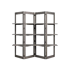 Martin Furniture Woodford Solid Wood Bookcase, Storage Space, Living Room Divider, Book Shelves, Gray