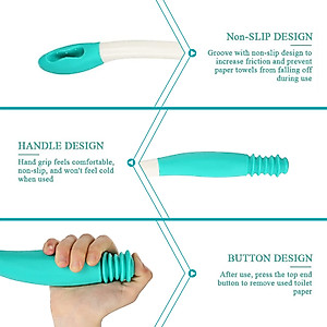 Toilet Aids Tools For Wiping, Long Reach Comfort Wipe, Long Handle Reach Comfort Bottom Wiper Holder Butt Wipes Tissue Grip Self Wipe Aid Helper For Limited Mobility Disabled Arthritis Shoulder
