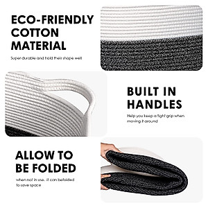 DECATHLON Extra Large Cotton Rope Basket 22" x 14" Woven Blanket Basket Living Room Laundry Hamper Nursery Basket with Handle Toy Comforter Towels Cushions Pillow Storage Organizer Bin