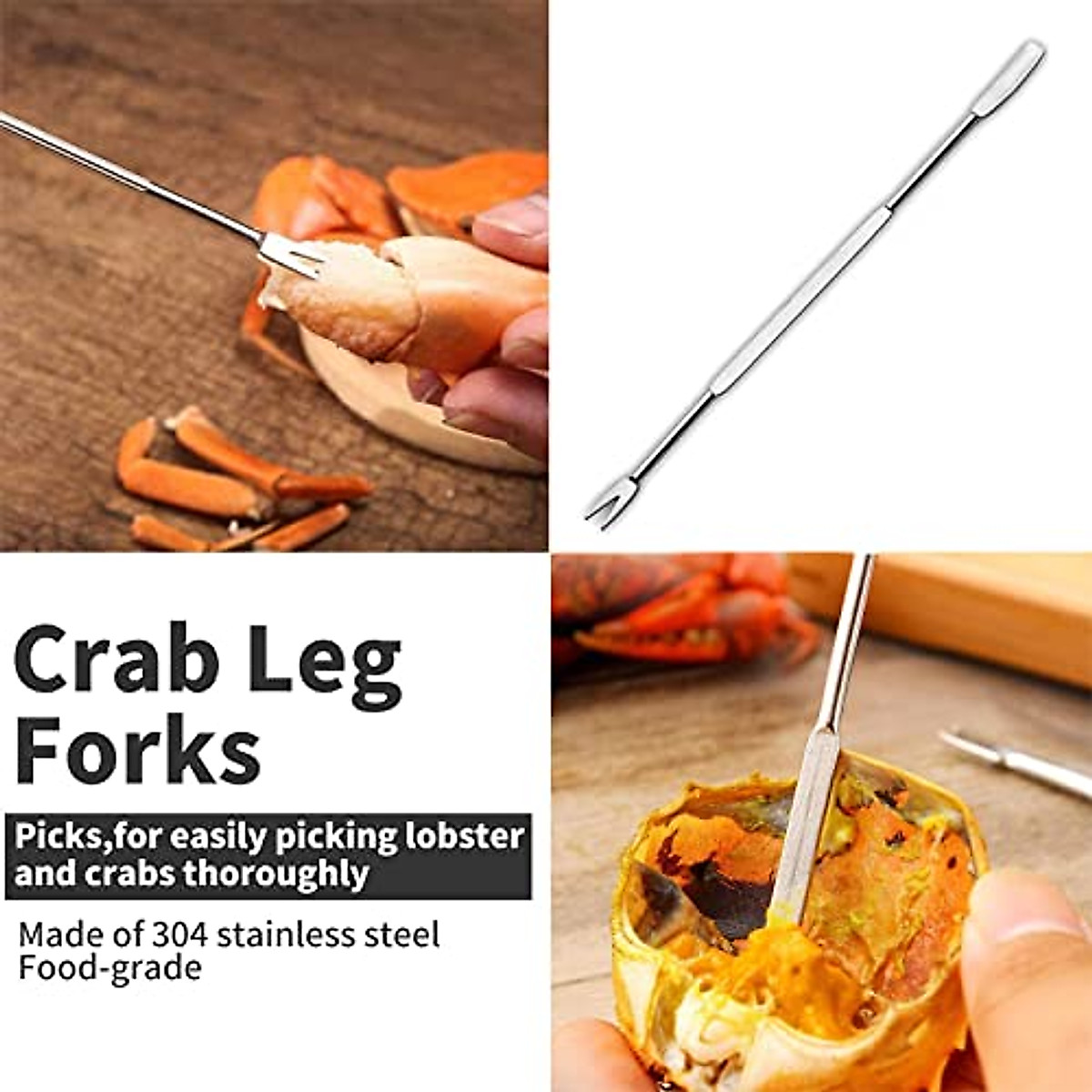 Luvan 23 Pcs Crab Crackers and Tools Set with 4 Crab leg Crackers, 4 Crab Forks, 4 Lobster Shellers, 2 Seafood Scissors, 2 Oyster Knife, 2 Shrimp Deveiner Tool, 2 Crab Mallet, 2 Sauce Cups and 1 Bag