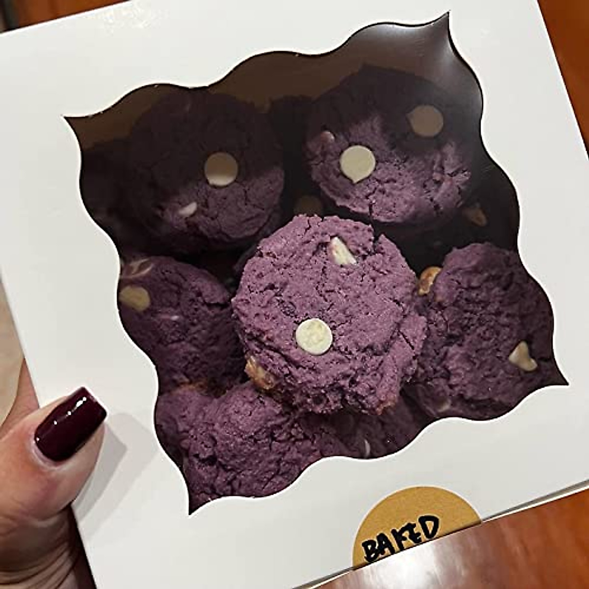 Feelfine Cake Boxes 6 Inch Bakery Boxes with Window Cookie Boxes for Strawberries Cakes Pastries Cookies