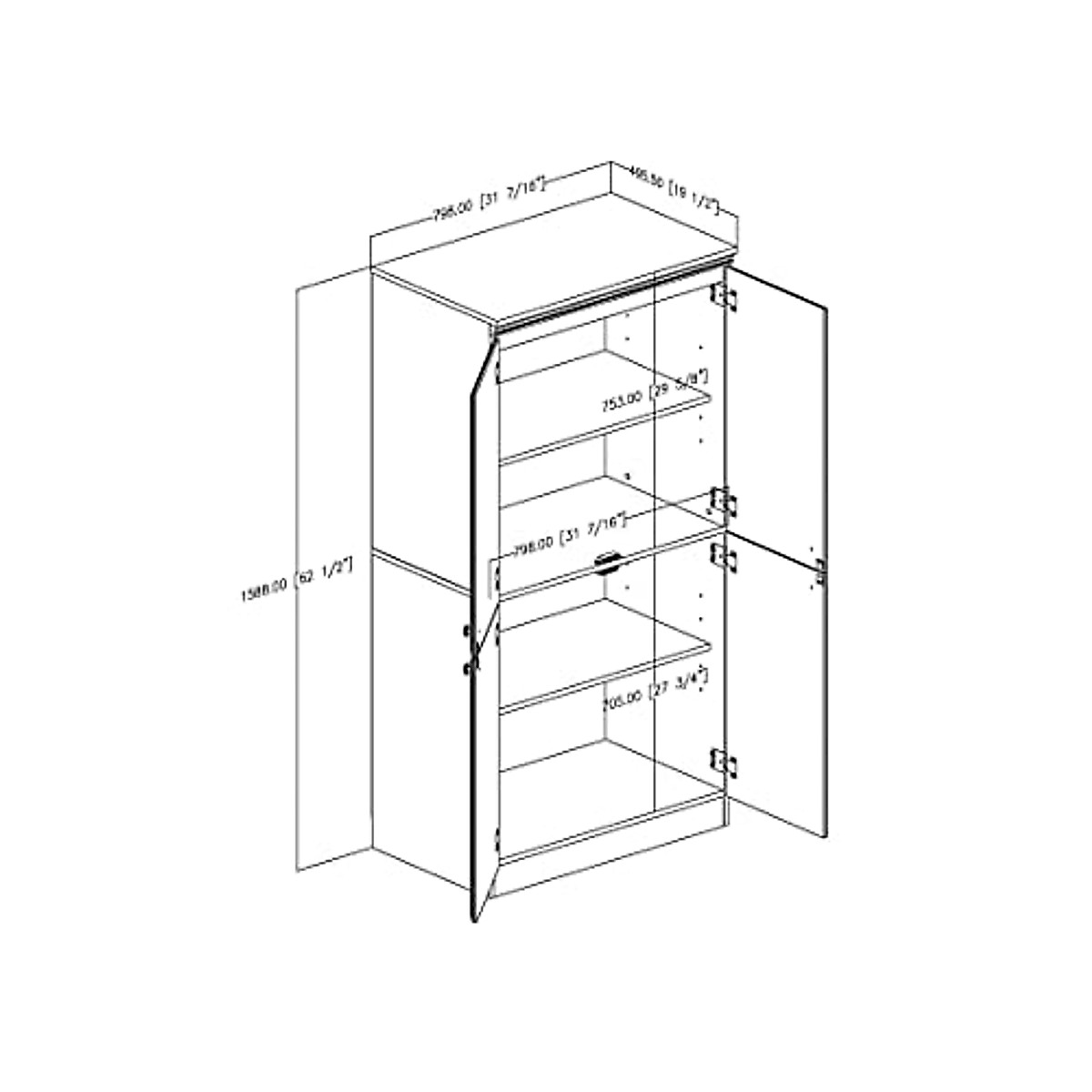 South Shore Tall 4-Door Storage Cabinet with Adjustable Shelves, Royal Cherry