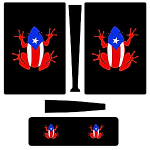 Puerto Rico Flag Frog 3pcs Whole Body Decal Cover Sticker for PS5 Digital Edition for PS5 Console and Controller