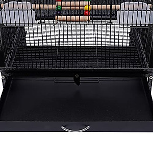 Bird Cage Open Top Standing,Parrot Cage with Rolling Stand,Large Bird Flight Cage for Parekette Cockatiel Finch Macaw Cockatoo Pet House 22.8 * 22.8 * 39.9"