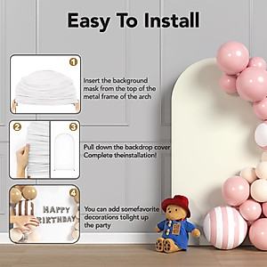 CANKOO 7.2FT Wedding Arch Backdrop Cover, Spandex Fitted Arch Cover for Round Top Chiara Backdrop Stand, Arch Backdrop Stand Cover for Birthday Party Decoration (Ivory White)