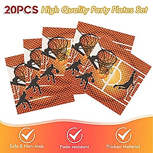 Juhap 41Pack Boy Basketball Birthday Party Supplies, Sports Themed Party Tableware Set Includes 20 Dessert Plates 20 Napkins and 1 Tablecloth for Basketball Theme Birthday Party Decorations