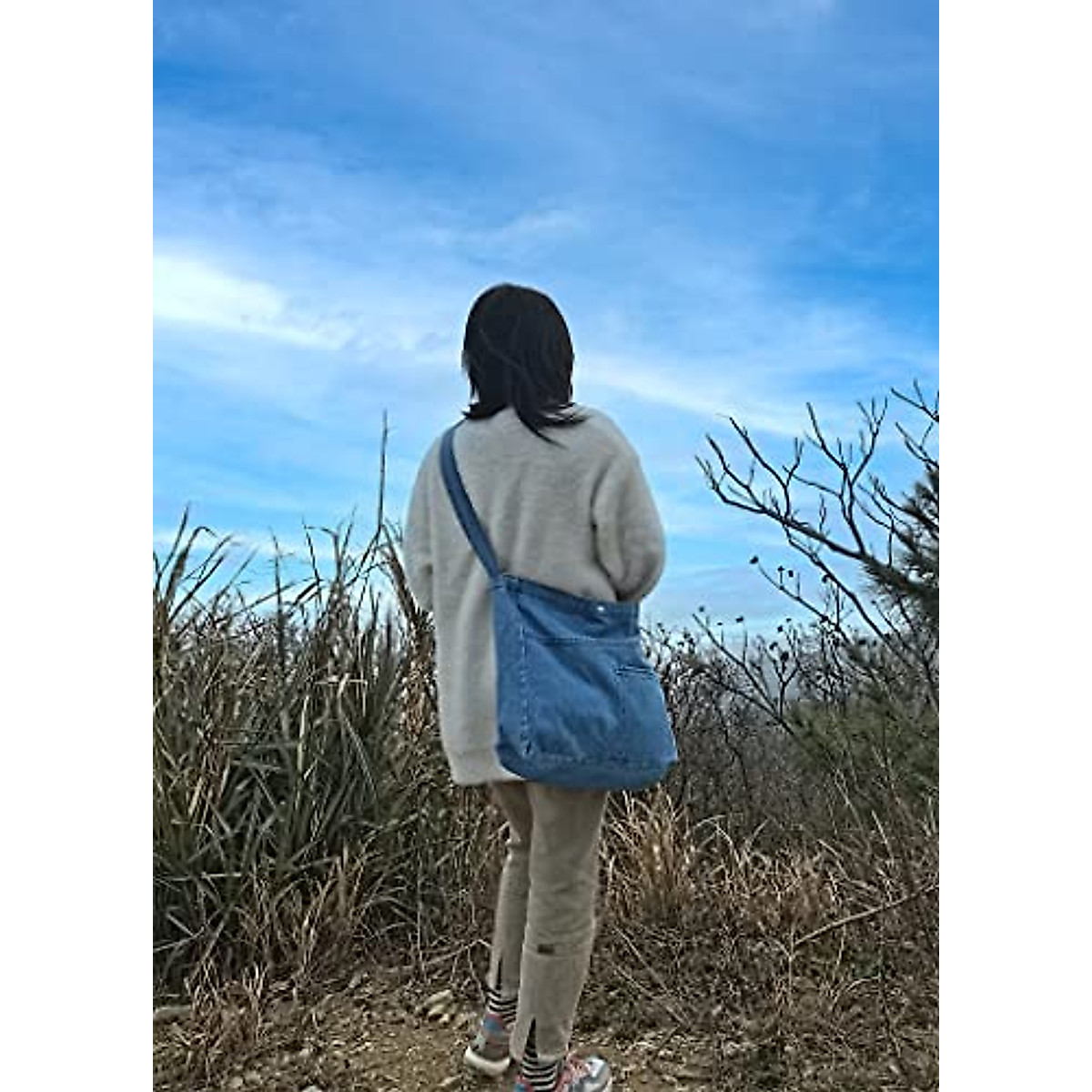 YunZh Denim Purse Tote Shoulder Handbag Shopping School Travel Pockets