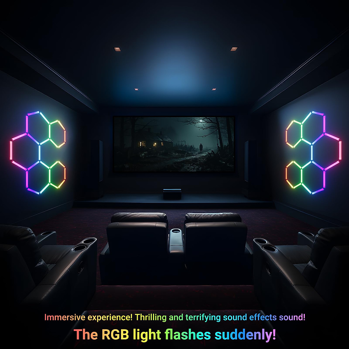 RGB Hexagon Lights - RGB Wall Lights with Music Sync, Dimmable and Speed Adjustable LED Hexagon Lights, LED Wall Lights for Gaming Room Decor, Streaming, Party, Bar, Gym