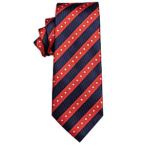 YourTies Red Striped Ties for Men Silk American Flag Neckties Classic Patriotic Tie Formal Business