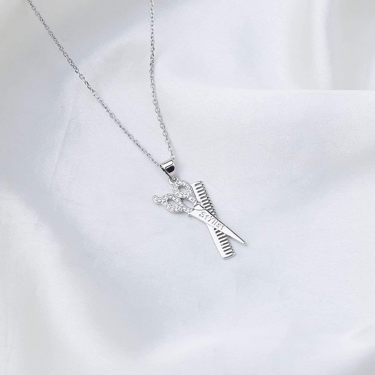 FUSTMW Hairstylists Gifts Hair Stylist Prayer Scissor Necklace Cosmetology Graduation Gifts Salon Owner Gifts Barber Jewelry Hairdresser Gifts (Hairdresser Prayer Scissor NC)