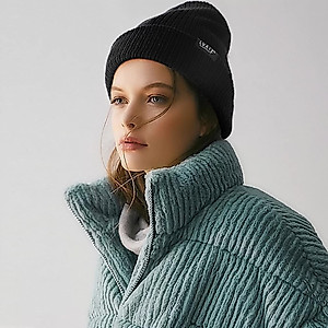 Winter Beanie Hats for Women Soft Knitted Cuffed Watch Cap Classic Stretchy Knit Warm Cap for Men Black