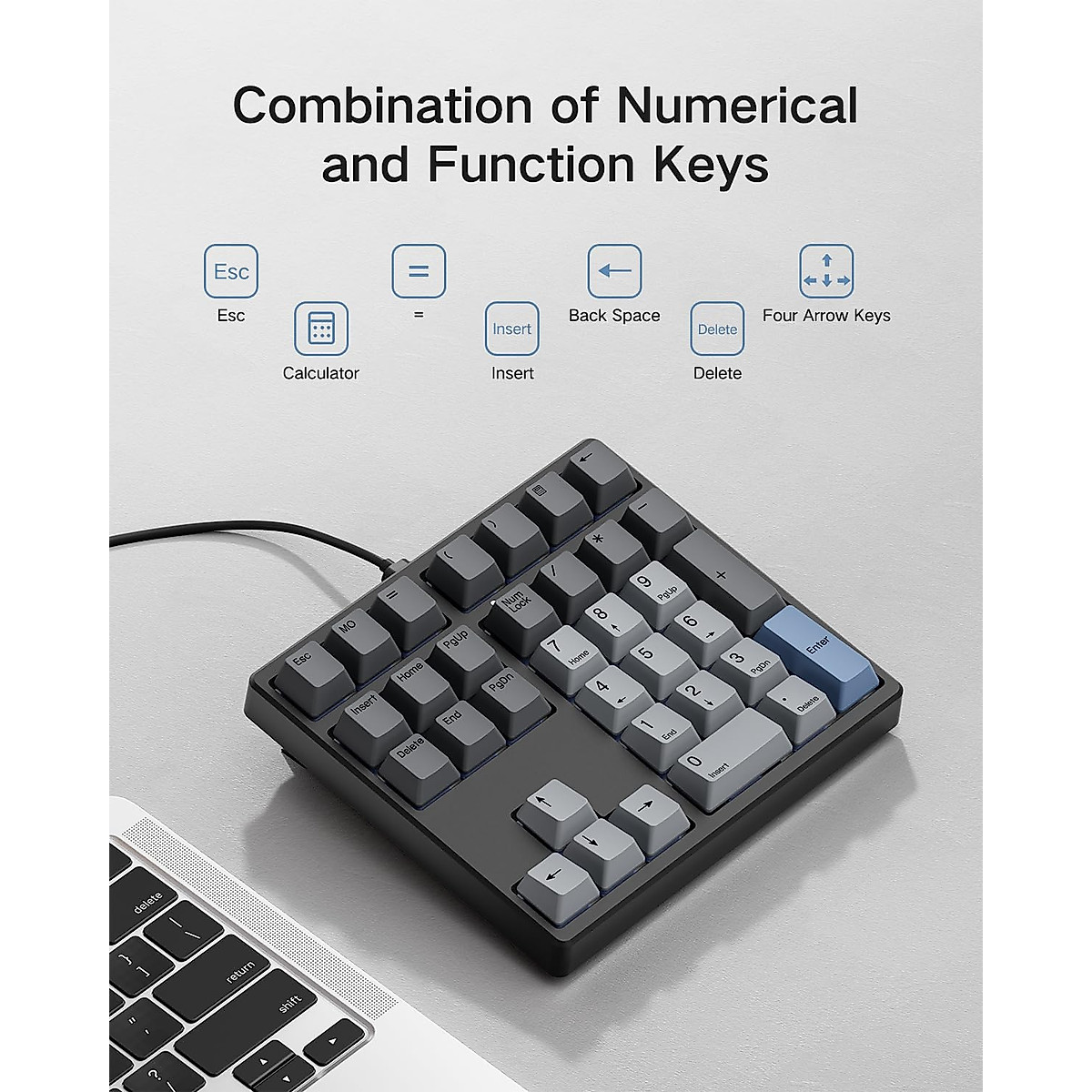 Kisnt Custom Mechanical Number Pad, QMK/VIA Programmable Wired Numpad, 34 Key Hot Swappable USB Numeric Keypad with PBT Keycaps RGB Backlit Number Pad for Laptop, MacBook,PC Desktop