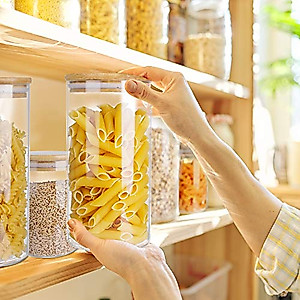 LIBWYS Pantry Glass Storage Jars with Bamboo Lids Set of 4, 135oz Airtight Food Containers Kitchen Storage Jars - Dishwasher Safe (4pack)