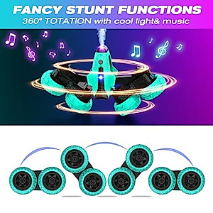 AEROQUEST Remote Control Car - Double Sided RC Stunt Car, 360°Rotating 4WD Off-Road RC Cars with Headlights& Music 2.4Ghz Indoor/Outdoor Rechargeable Toy Car for Boys Age 3-7 8-12 Birthday Xmas Gift