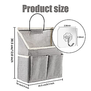 Jremreo Wall Hanging Storage Bag, 2 Pieces Small Linen Fabric Door Hanging Organizer Box, for Kitchen, Bedroom, Bathroom, Office and Student Dormitory