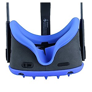 MASiKEN Silicone Mask Cover & Face Cushion for Oculus Quest, Head Cover Protection Skin Cap, Face Pad Replacement Accessories Shock-Resistant Sweatproof Lightproof (Blue)