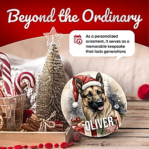 German Shepherd Personalized Dog Ornament - Pet Ornament for Christmas Tree - 3" Round Ceramic - Printed in USA - Choose from 200 Breeds - Dog Mom - Dog Dad - Xmas Decoration DOG0101