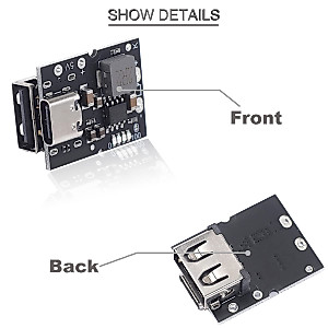 DKARDU 10 pcs Type-C USB 5V 2A Boost Converter Module Step-Up Power Module LED Display Charge and Discharge Integrated Lithium Battery Charging Protection Board with Type-C to USB Cable