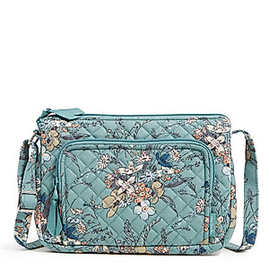 Vera Bradley Women's Cotton Little Hipster Crossbody Purse With RFID Protection, Sunlit Garden Sage - Recycled Cotton, One Size