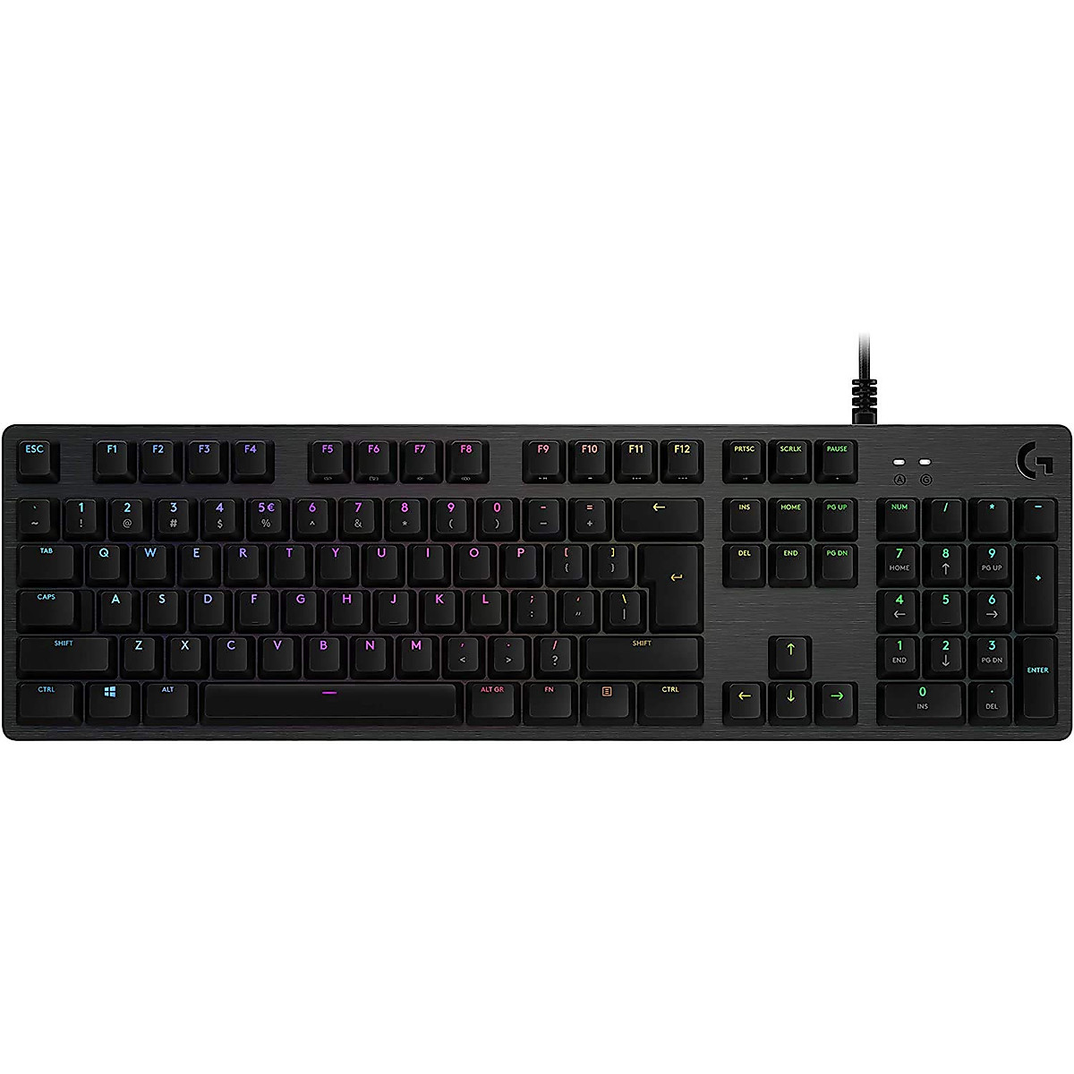 Logitech G512 Lightsync RGB Mechanical Gaming Keyboard, Carbon English Layout GX Blue Switch, Brushed Aluminum Case, USB Pass Through, 920-008936 (Renewed)