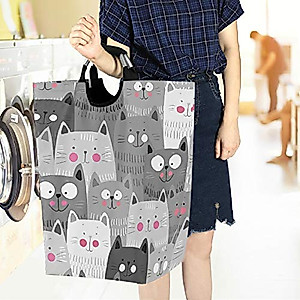 visesunny Collapsible Laundry Basket Cat Animal Large Laundry Hamper with Handle Toys and Clothing Organization for Bathroom, Bedroom, Home, Dorm, Travel