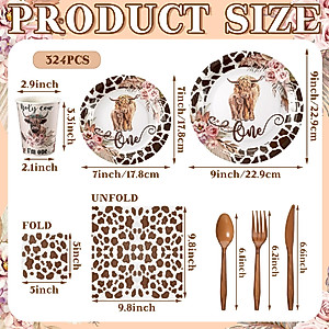 Tanlade 324 Pcs Highland Cow Birthday Decorations Birthday Party Supplies Serves 36 Baby Shower Dinner Plates Disposable Plates Cups and Napkins for Baby Shower Birthday Party Supplies
